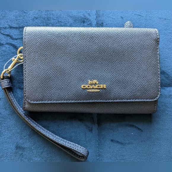 Coach | Bags | Coach Midnight Blue Flap Phone Wallet | Poshmark